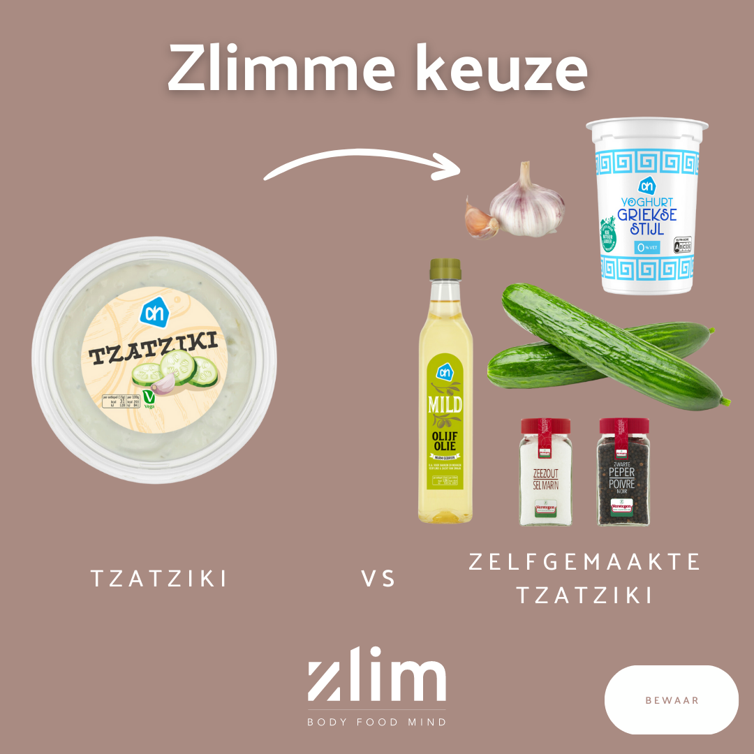Gezonde snackplank met zelfgemaakte tzatziki - Zlim